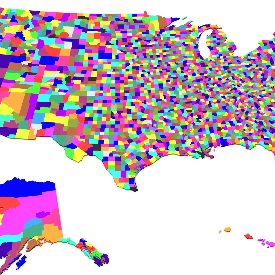 3d Model Of United States Counties