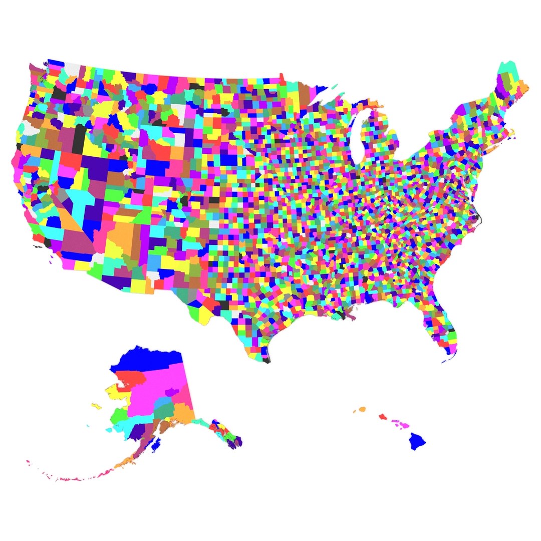 3d Model Of United States Counties