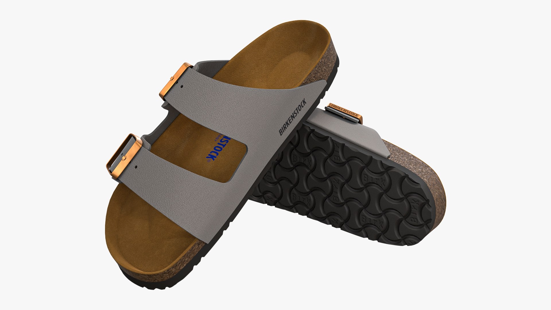 Birkenstock Arizona Grey Leather 3D Model - TurboSquid 2134591