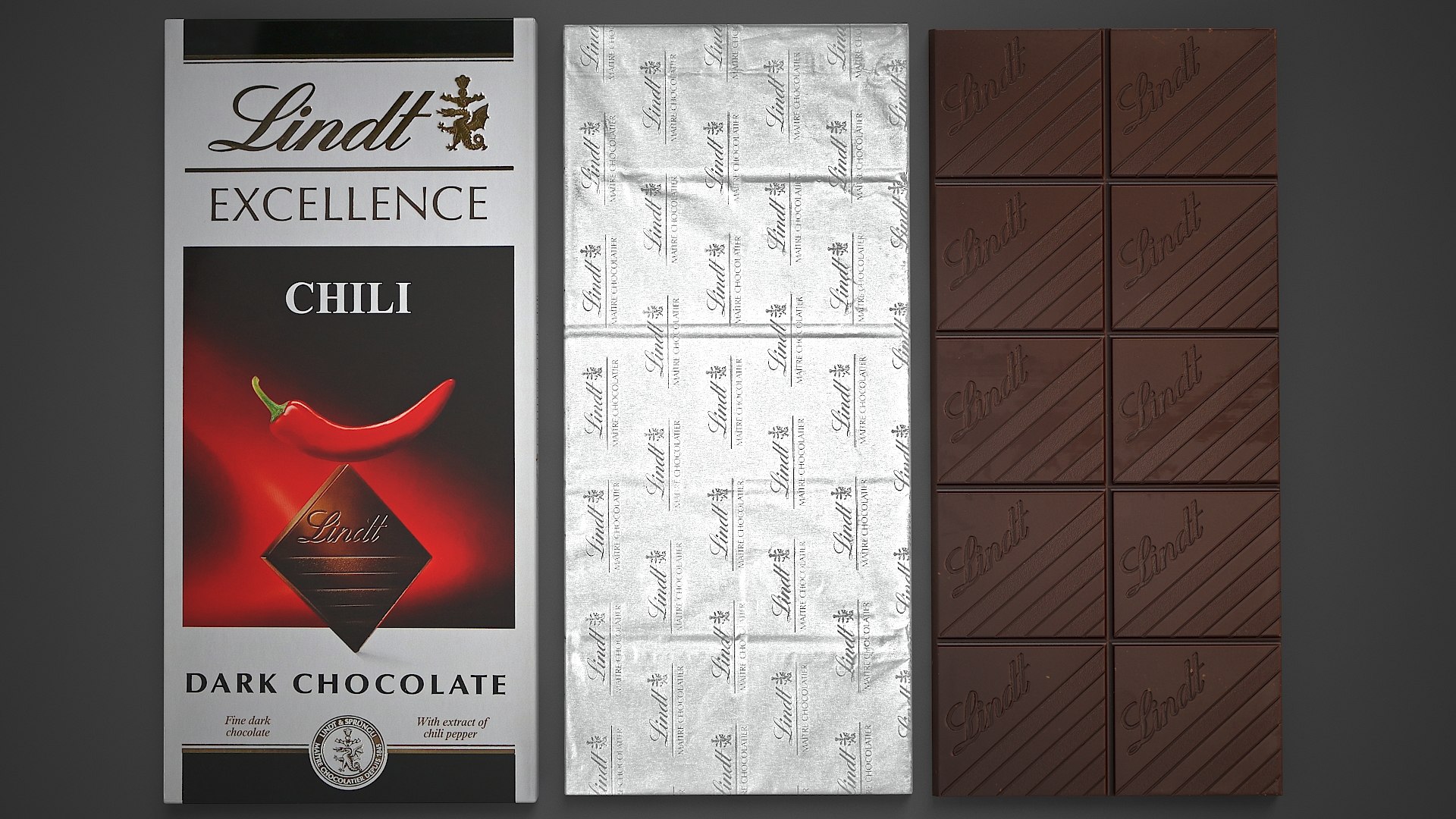 Lindt Excellence Chili Chocolate Bar 3D Model - TurboSquid 1636320