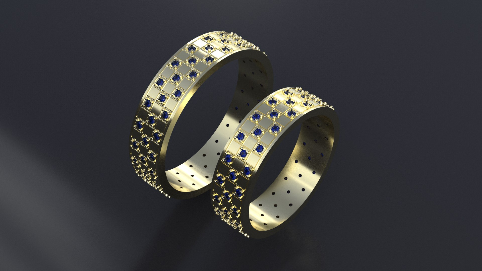 Wedding Band-rings with gems 3D print model or CNC 3D model ...