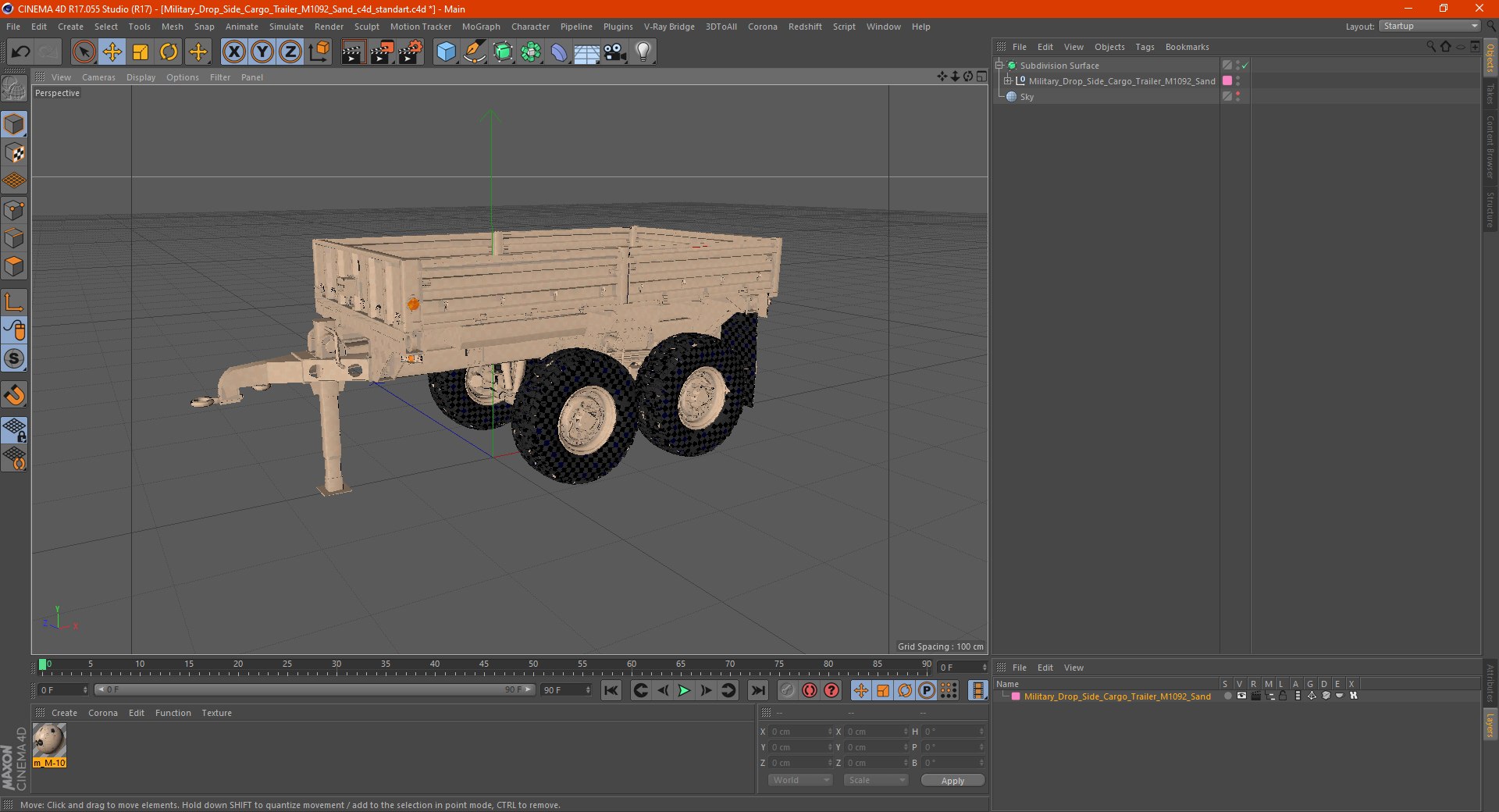 Military Drop Side Cargo Trailer M1092 Sand model - TurboSquid 1765729
