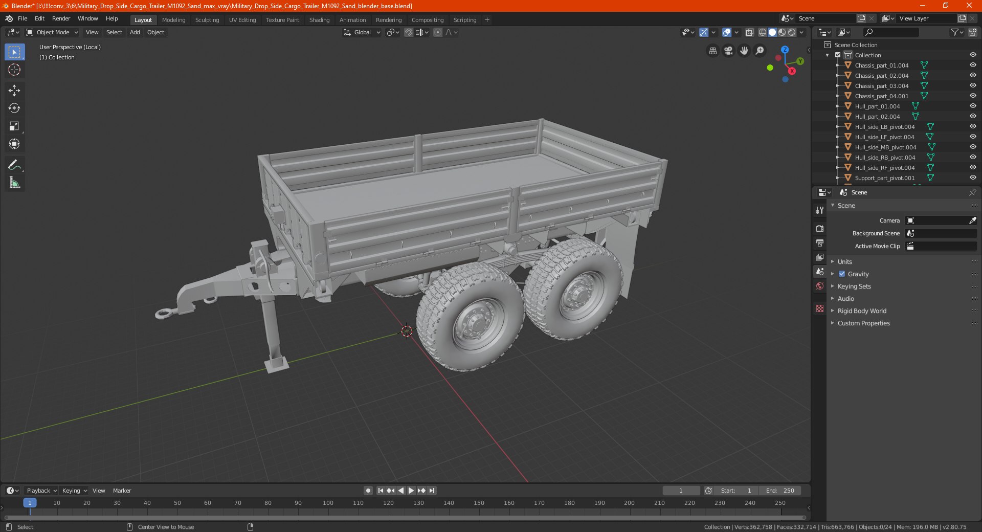 Military Drop Side Cargo Trailer M1092 Sand Model - TurboSquid 1765729