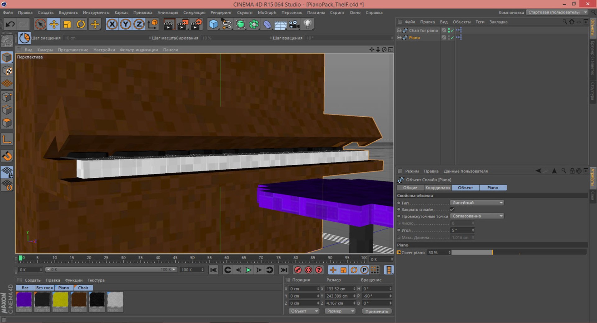 3d Minecraft Piano Pack Model