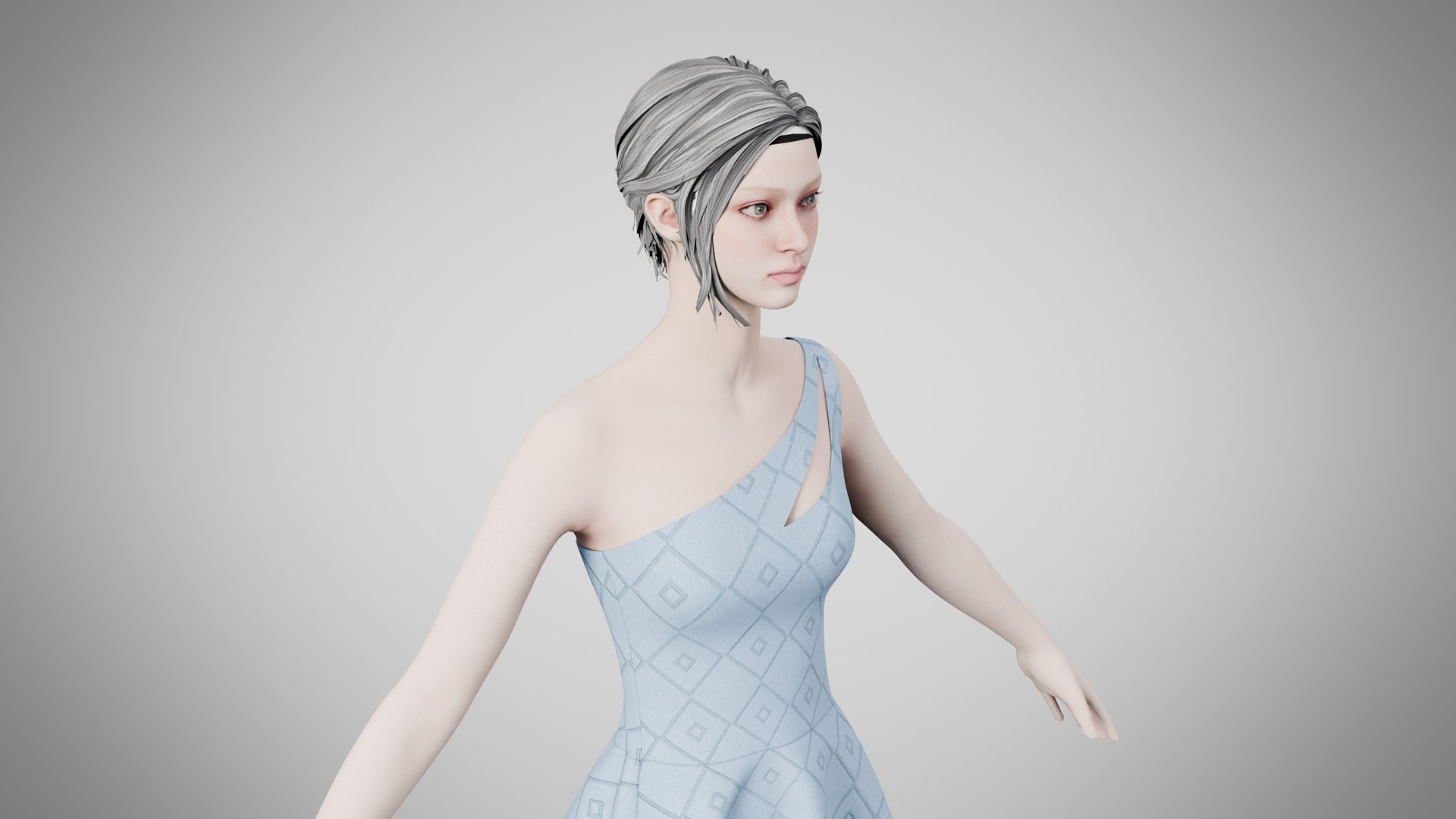 Dress 28 Light Blue 3D - TurboSquid 2484433