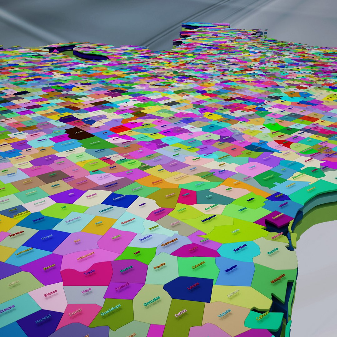 Usa States Counties 3d Model