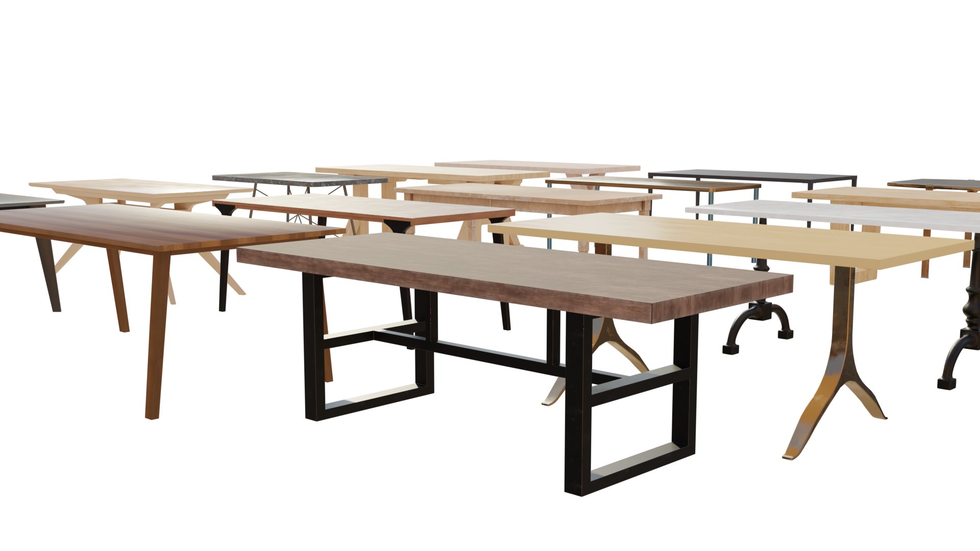 Rectangle Dining Tables Pack Vol 1 Model - TurboSquid 1773522