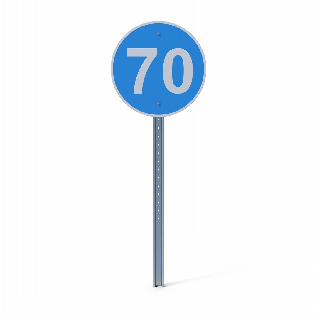 Minimum Speed 70 Road Sign 3D Model - TurboSquid 2106290
