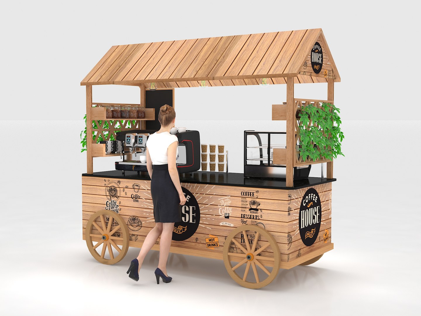 3D Model Cafe Cart - TurboSquid 1995276