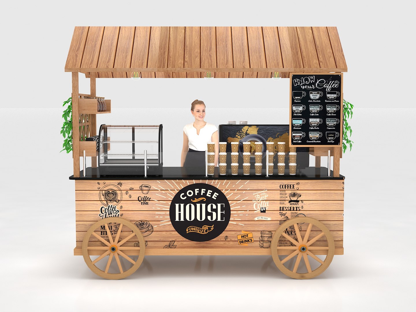 3D Model Cafe Cart - TurboSquid 1995276