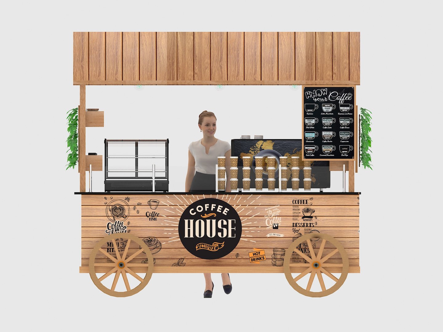 3D Model Cafe Cart - TurboSquid 1995276