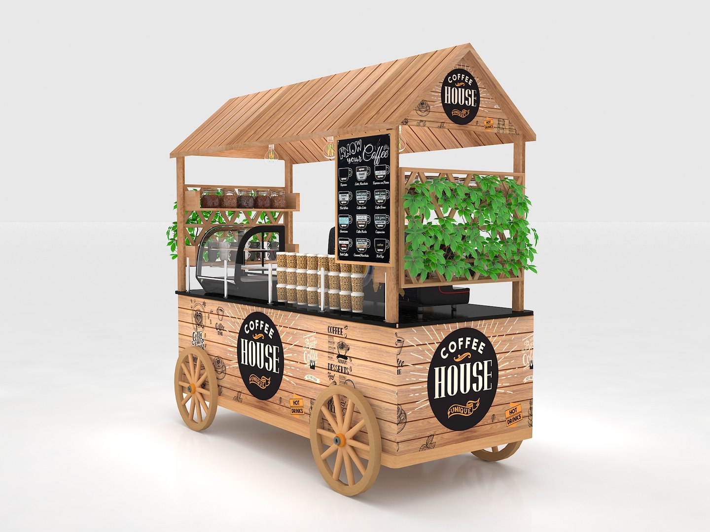 3D Model Cafe Cart - TurboSquid 1995276