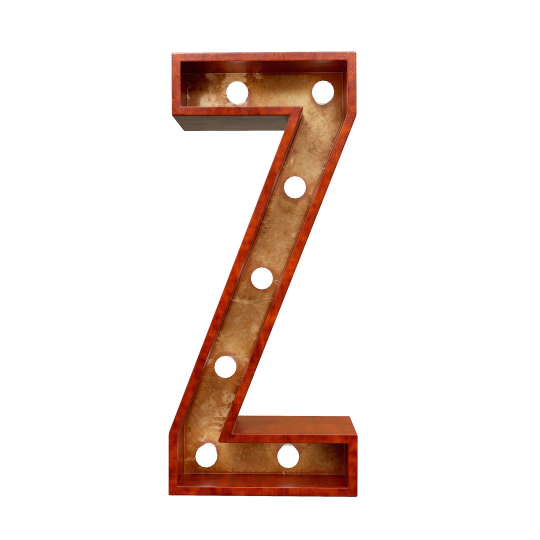 Marquee Letter Z Light Bulb Wooden Glow Sign 3D - TurboSquid 1974664