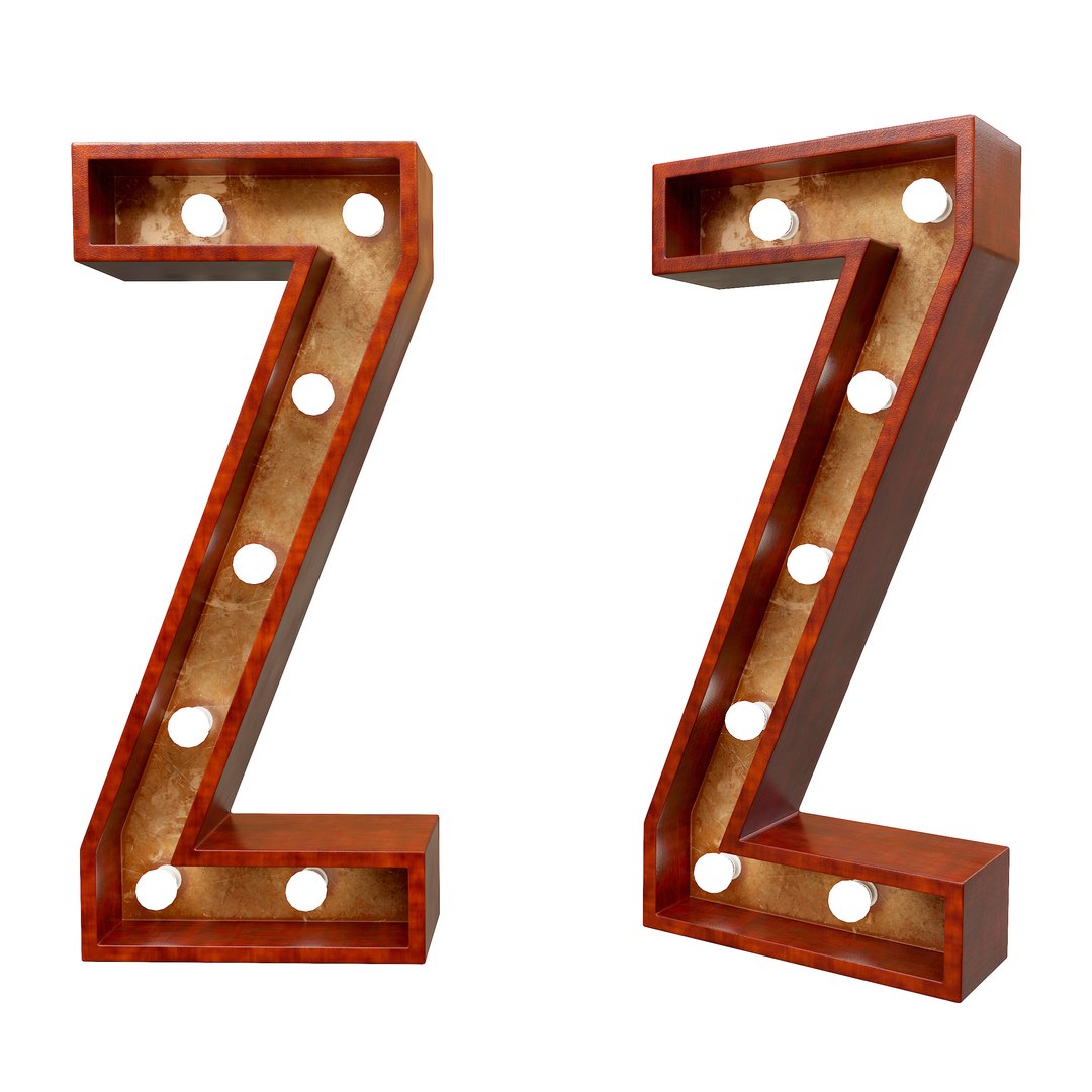 Marquee Letter Z Light Bulb Wooden Glow Sign 3D - TurboSquid 1974664
