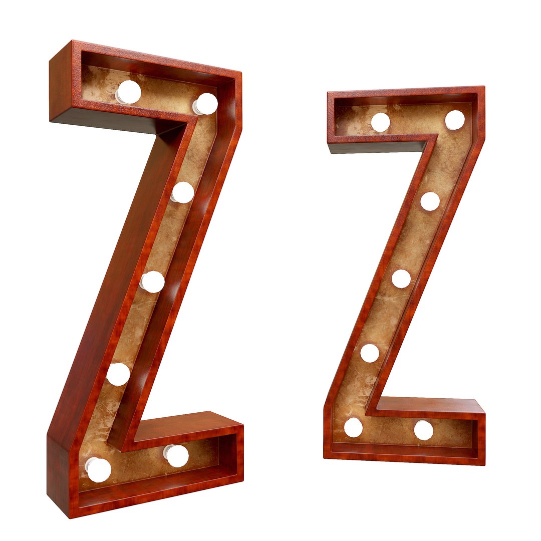 Marquee Letter Z Light Bulb Wooden Glow Sign 3D - TurboSquid 1974664