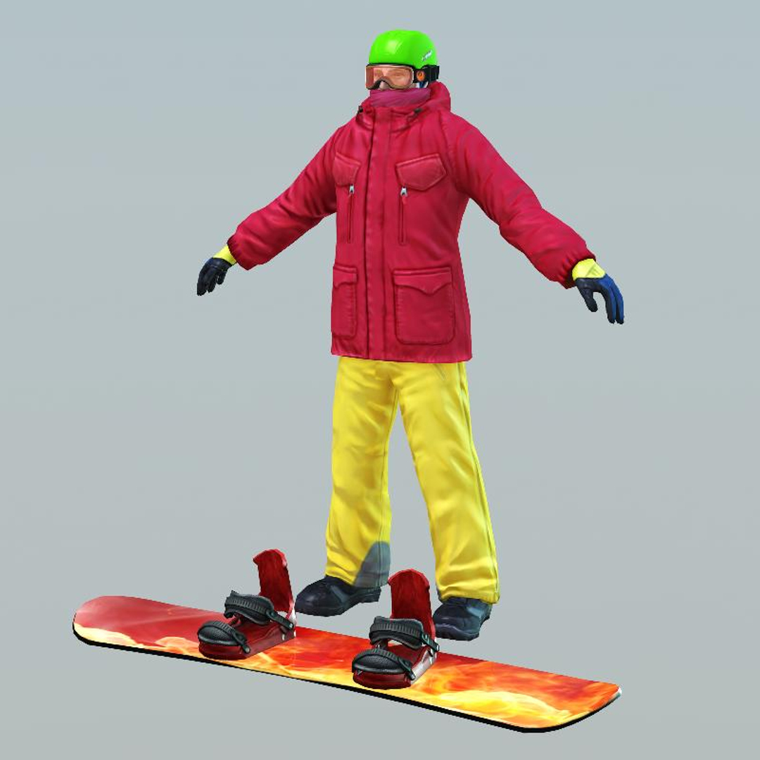 snowboard rigged 3d max