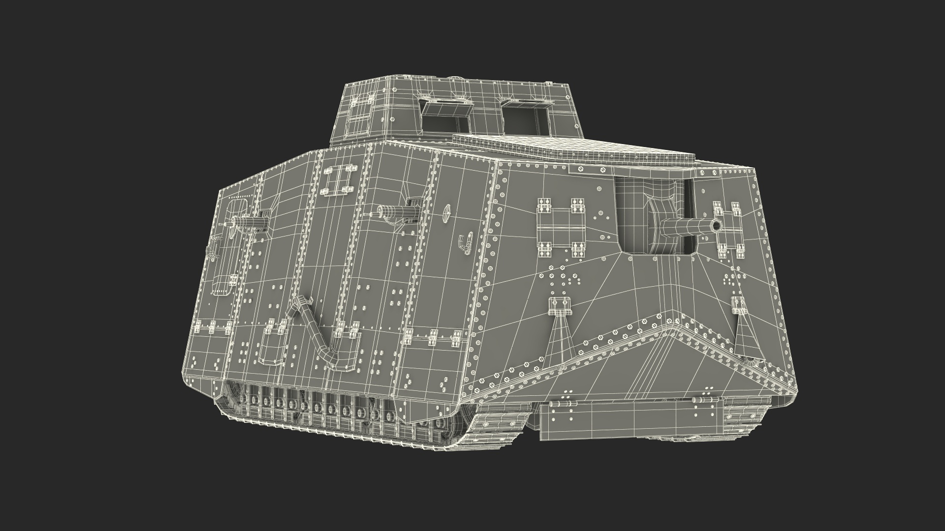 WWI German A7V Heavy Tank Rusted Rigged For Maya Model - TurboSquid 2172270