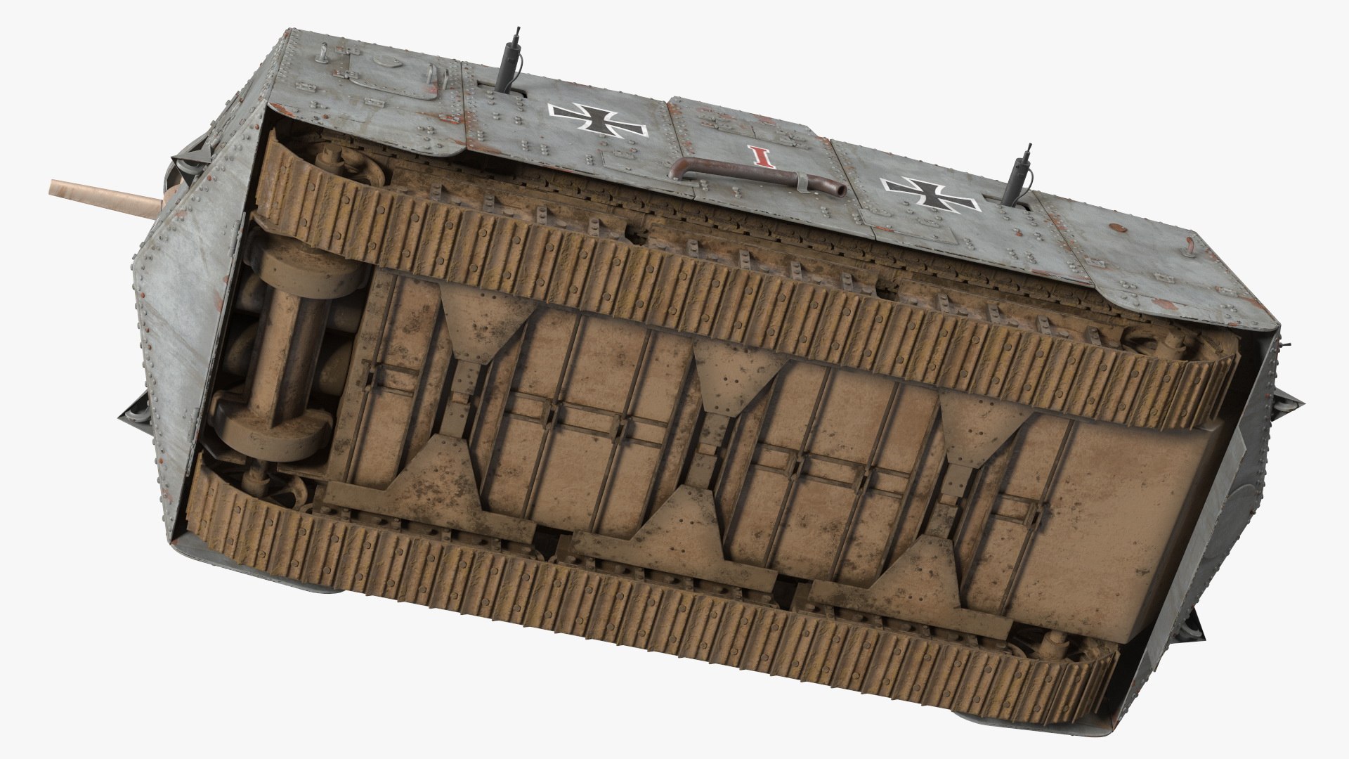 WWI German A7V Heavy Tank Rusted Rigged For Maya Model - TurboSquid 2172270