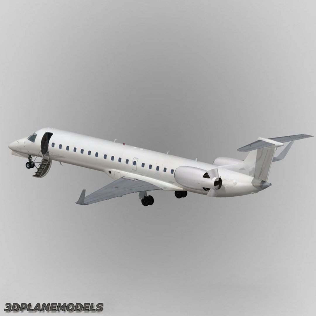 3d Embraer Erj-145 Regional Jet Model