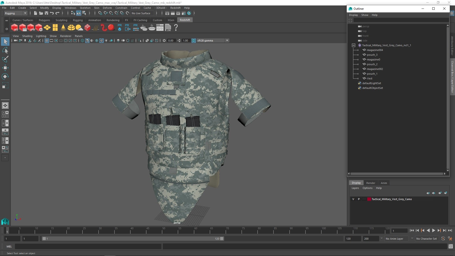 Tactical Military Vest Grey Camo 3D Model - TurboSquid 2260939