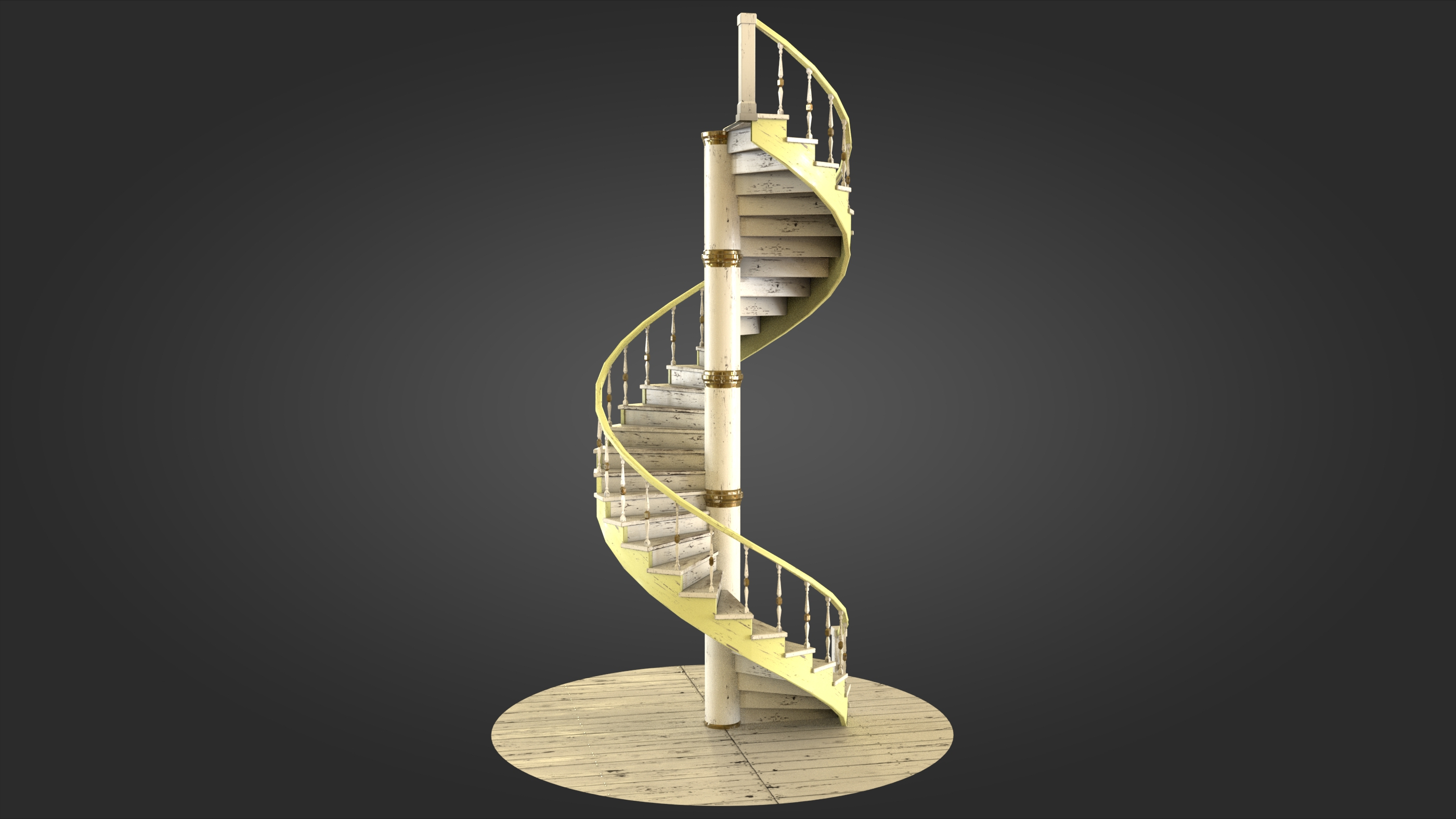 Antike Wendeltreppe Weiß Gelb - PBR 3D-Modell - TurboSquid 1835323