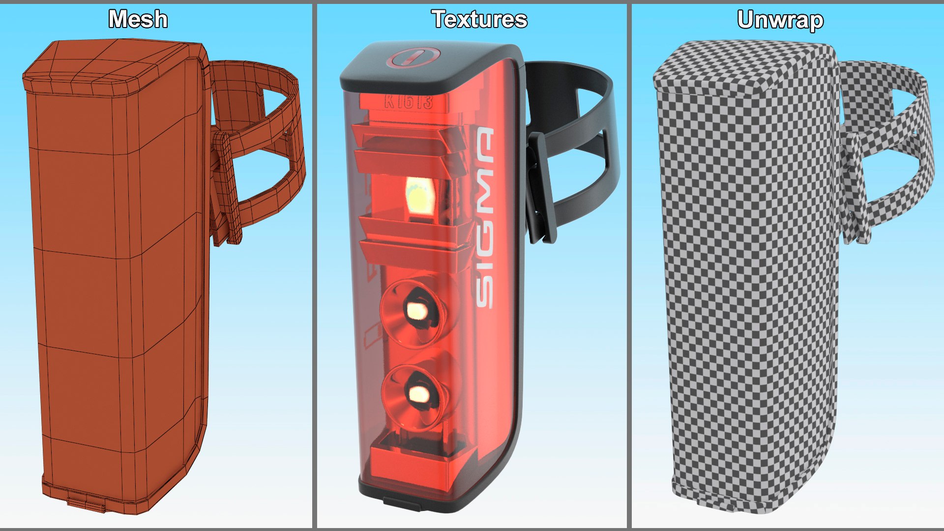 3D Sigma Blaze USB Bike Rear Light Turned On Model - TurboSquid 2141009