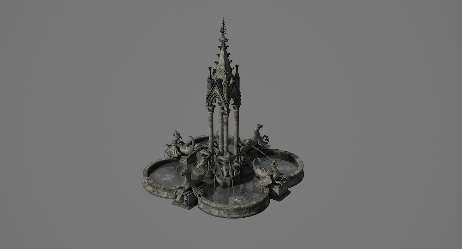 3d Gothic Fountain Water Model