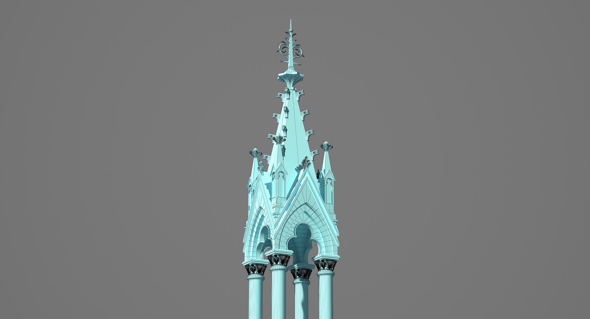 3d Gothic Fountain Water Model