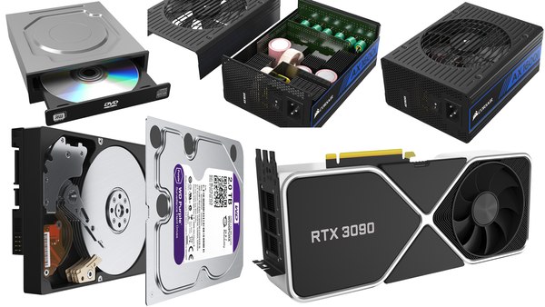 3D Four Computer Hardware Components - TurboSquid 1872770