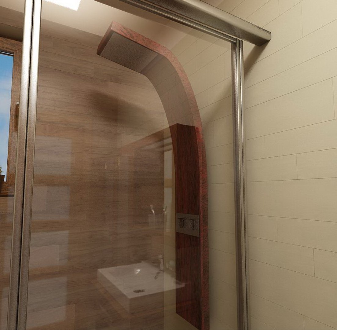wood shower panel aqva 3d model