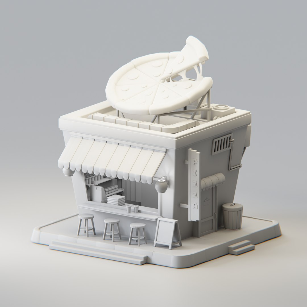 3D Simple Low Poly Pizza Shop Model - TurboSquid 1923370