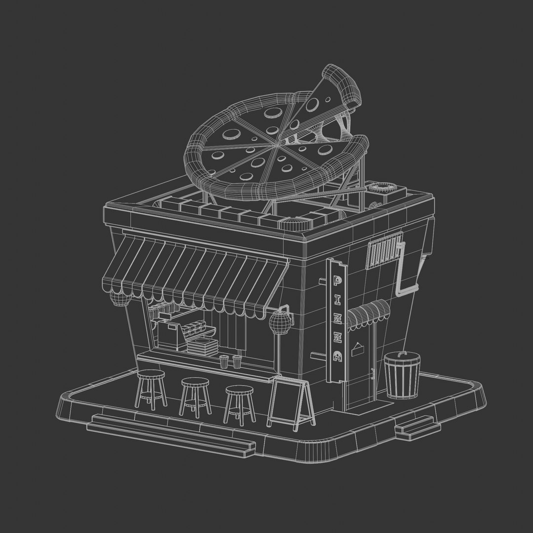 3D Simple Low Poly Pizza Shop Model - TurboSquid 1923370