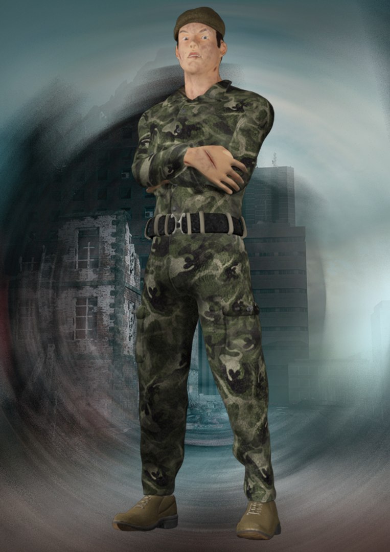 3d Army Soldier Rigged Character Model