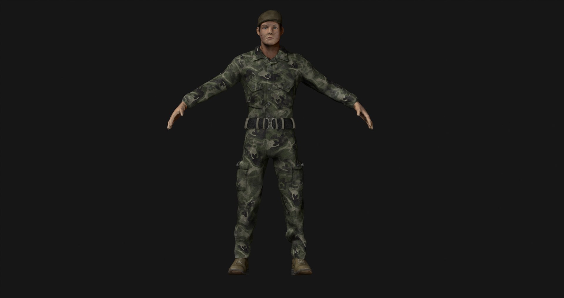 3d Army Soldier Rigged Character Model