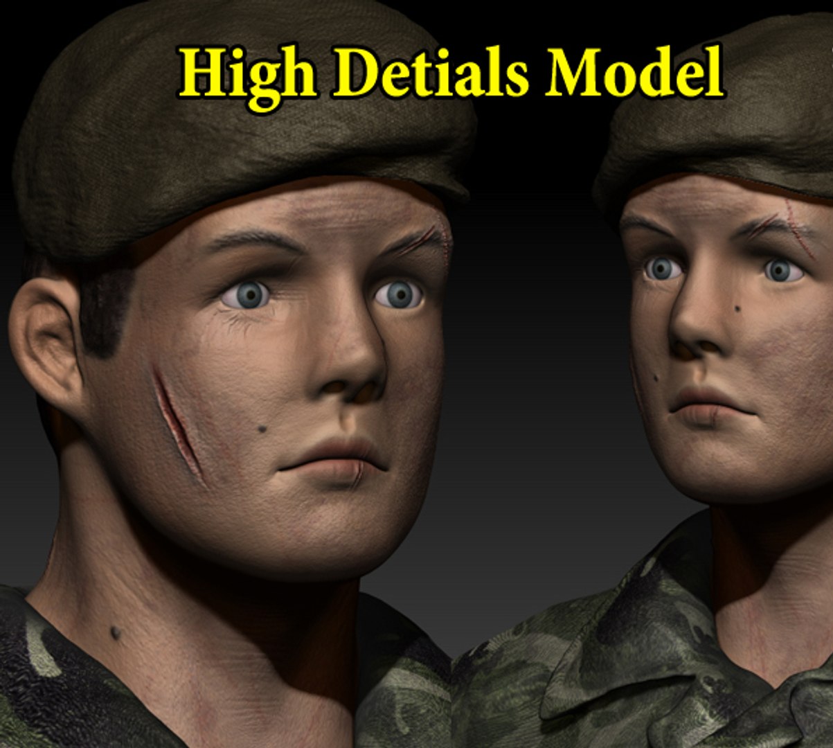 3d Army Soldier Rigged Character Model