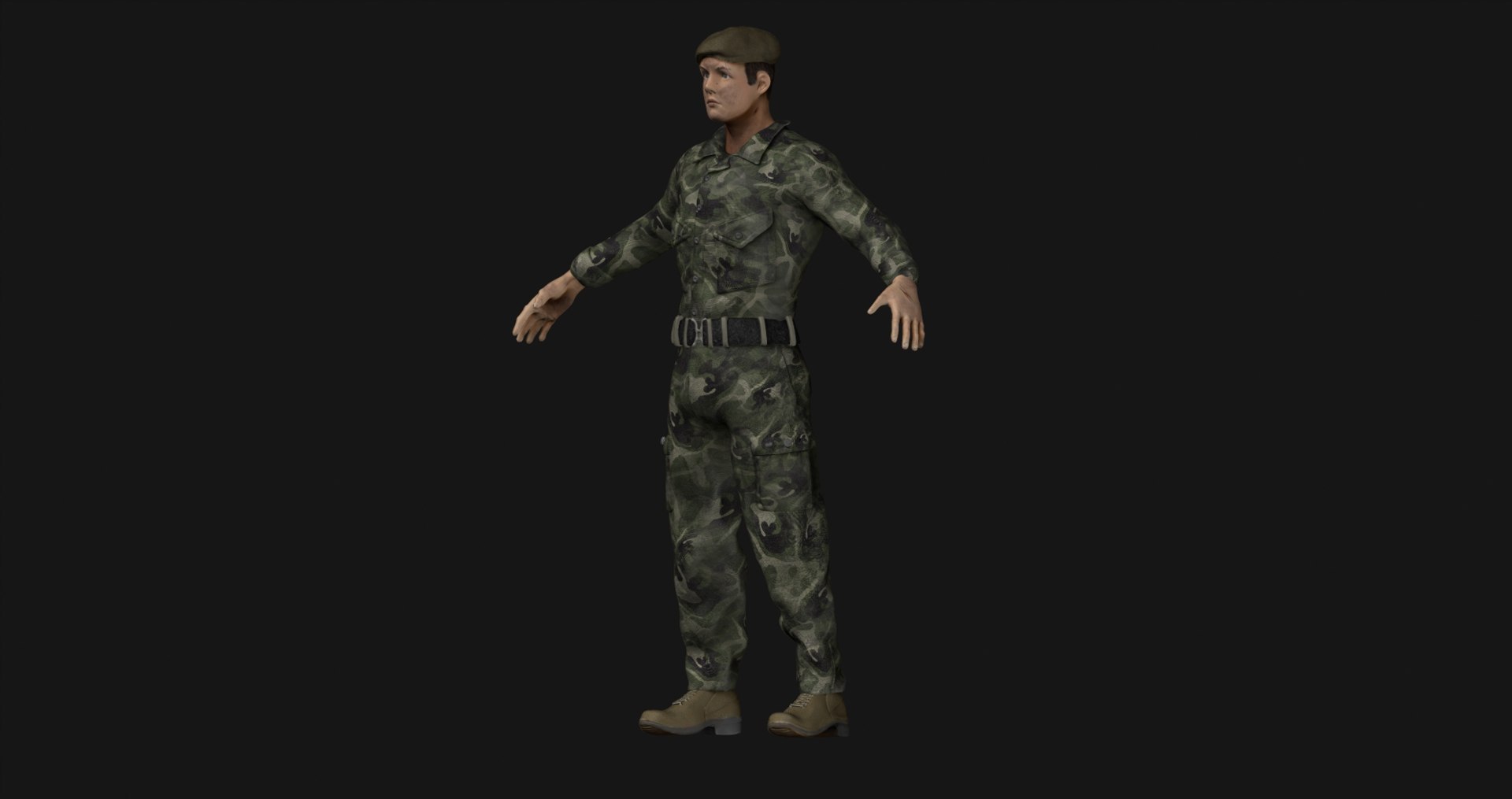 3d Army Soldier Rigged Character Model