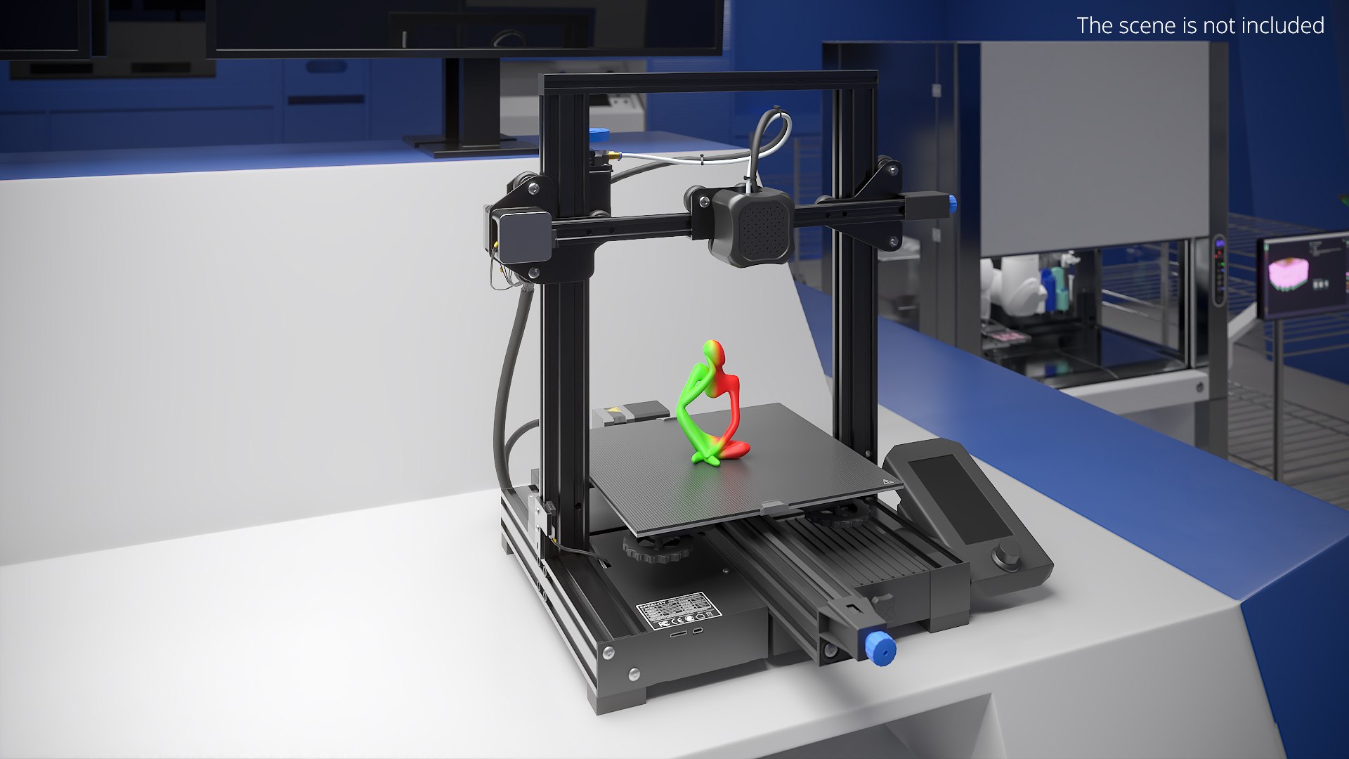 3D Model Desktop 3D Printer With Printed Figurine Black - TurboSquid ...