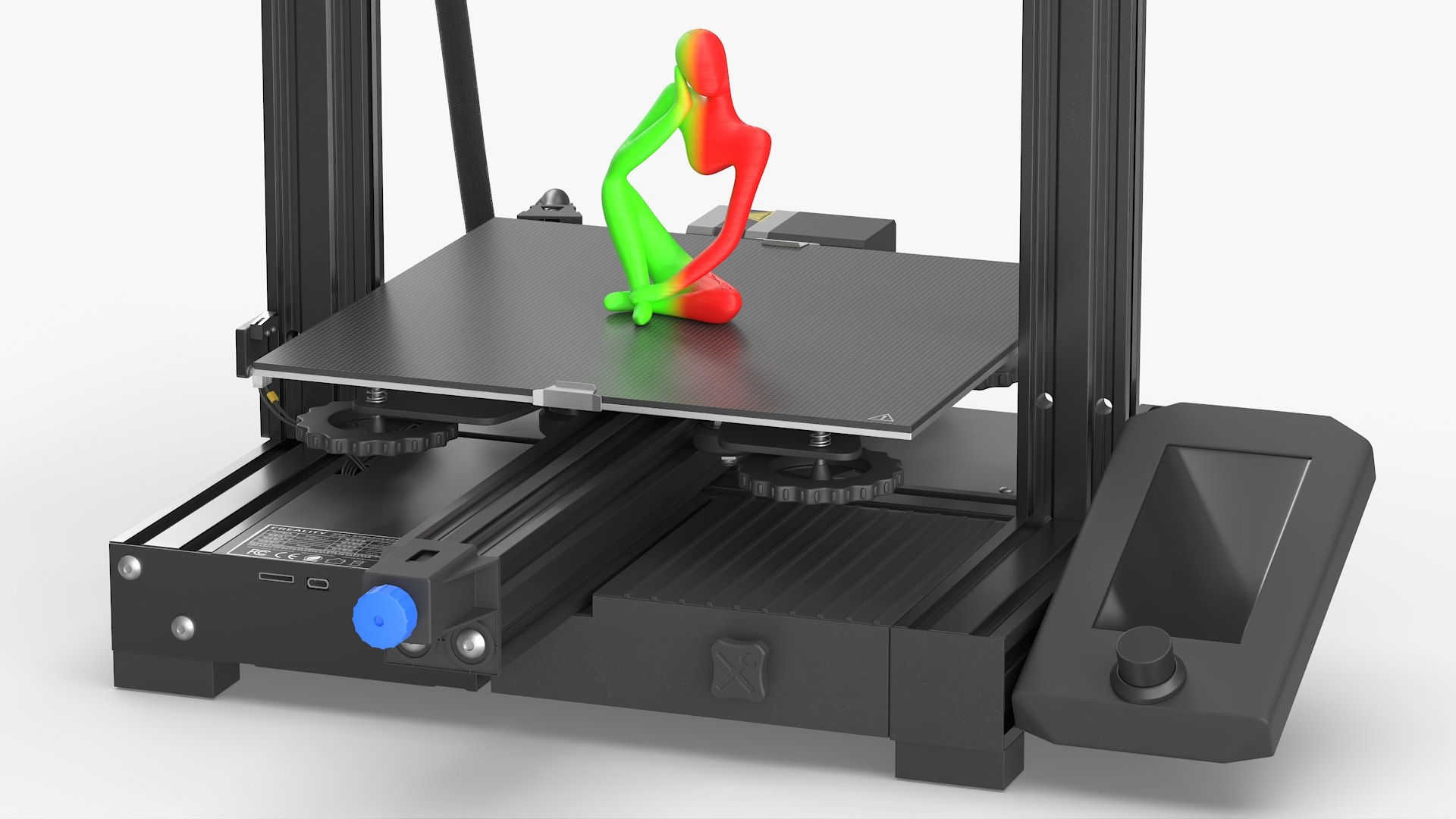 3D Model Desktop 3D Printer With Printed Figurine Black - TurboSquid ...