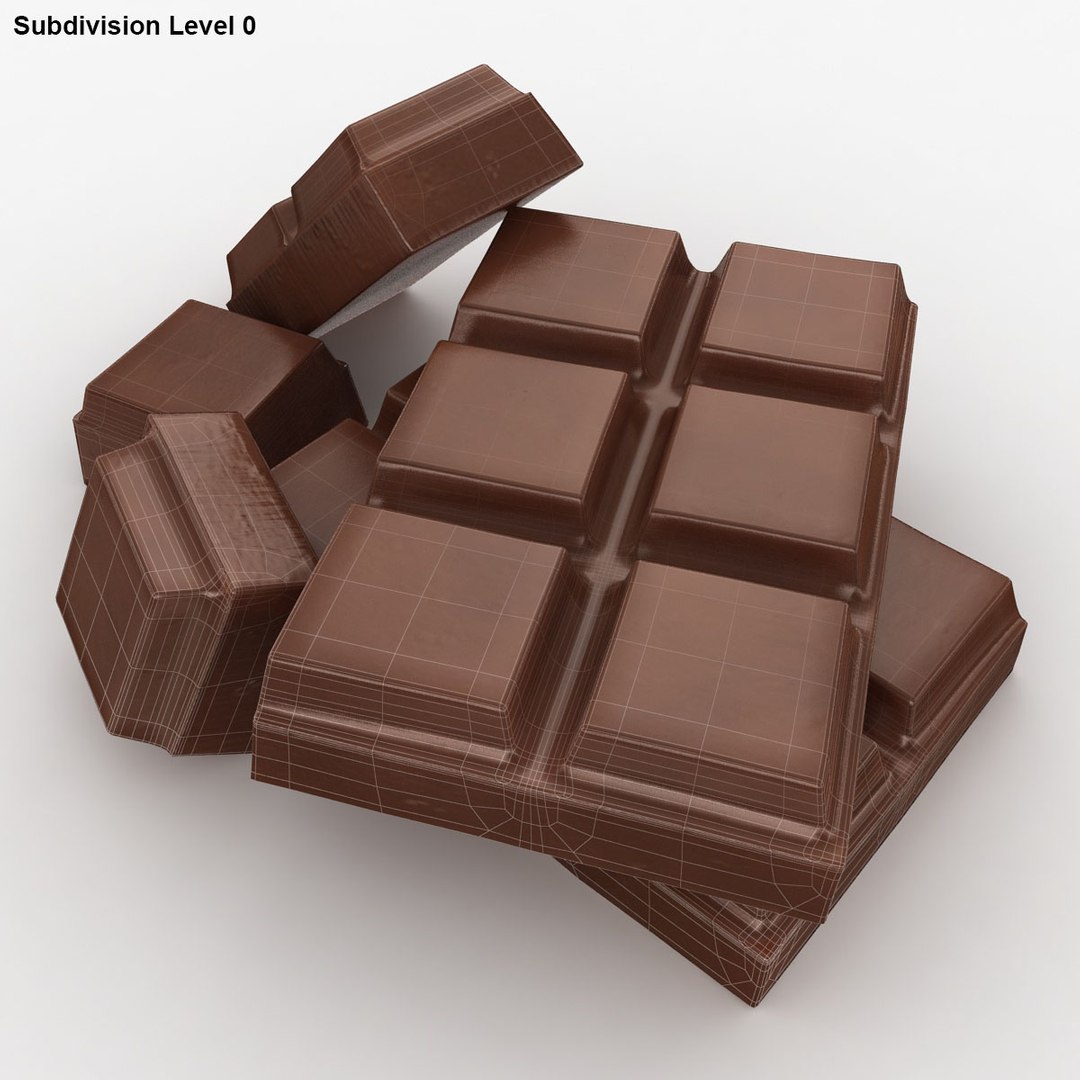 3d Realistic Cut Chocolate Bar Model