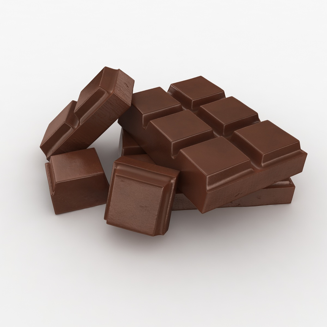 3d Realistic Cut Chocolate Bar Model