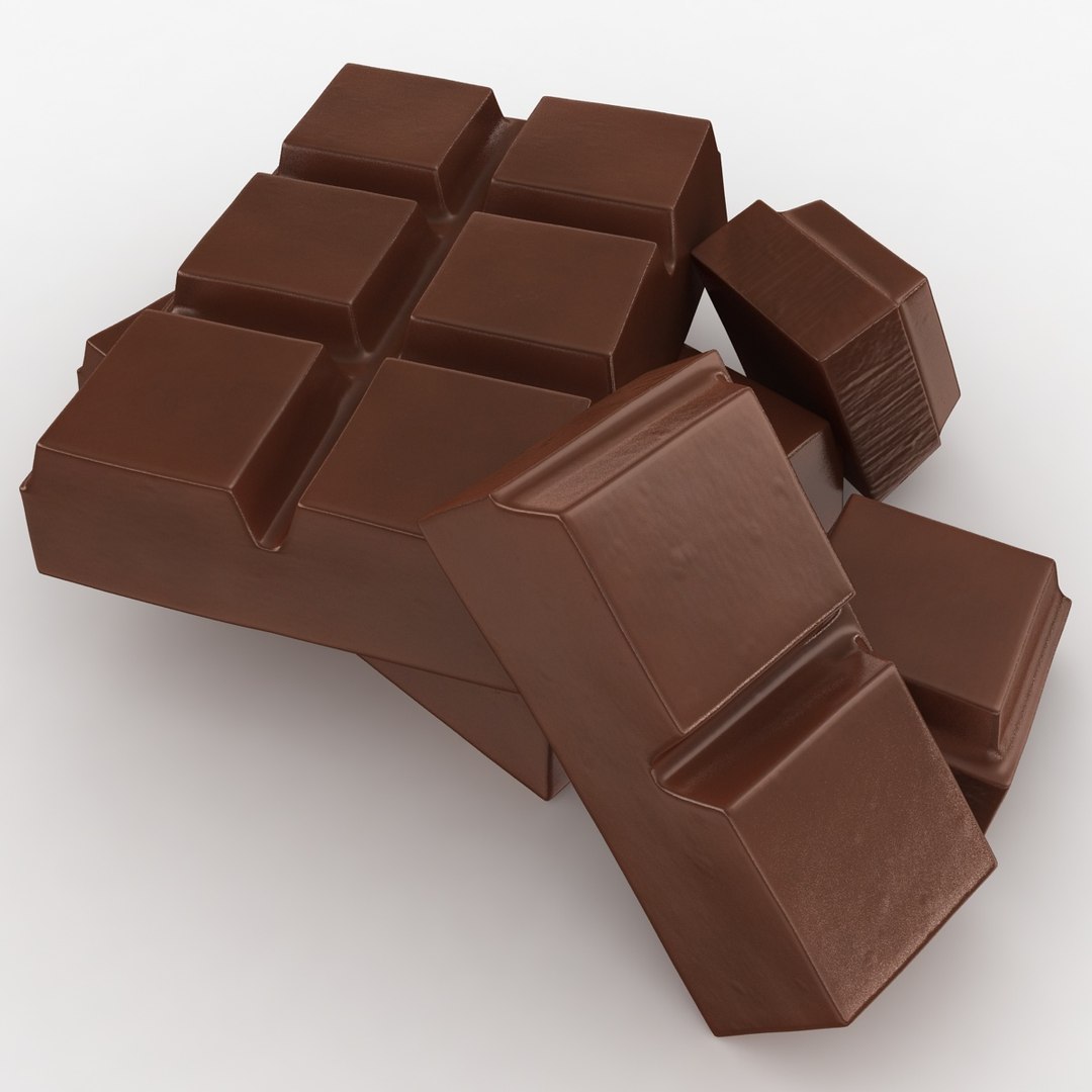 3d Realistic Cut Chocolate Bar Model