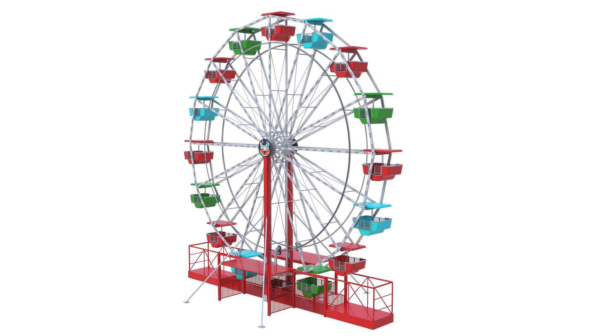 3D Ferris Wheel - Red Model - TurboSquid 1910639