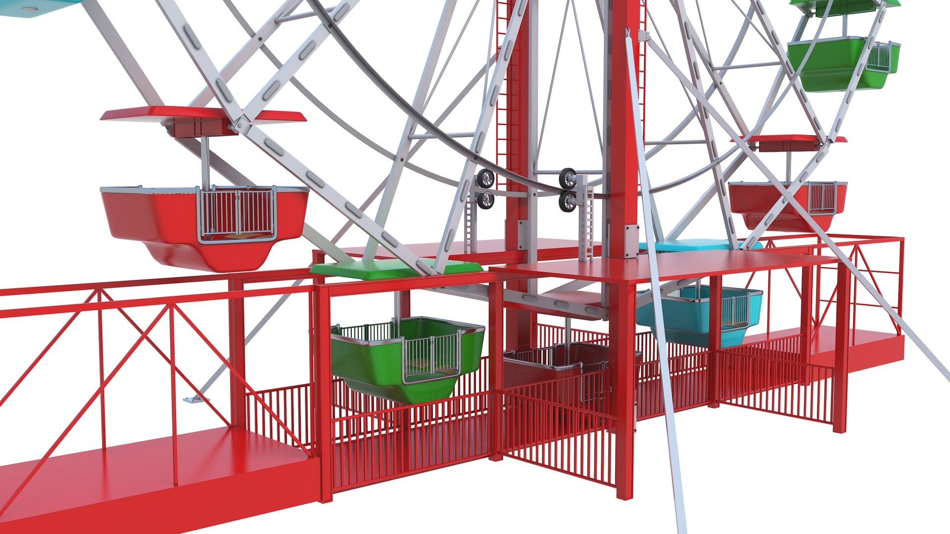 3D Ferris Wheel - Red Model - TurboSquid 1910639