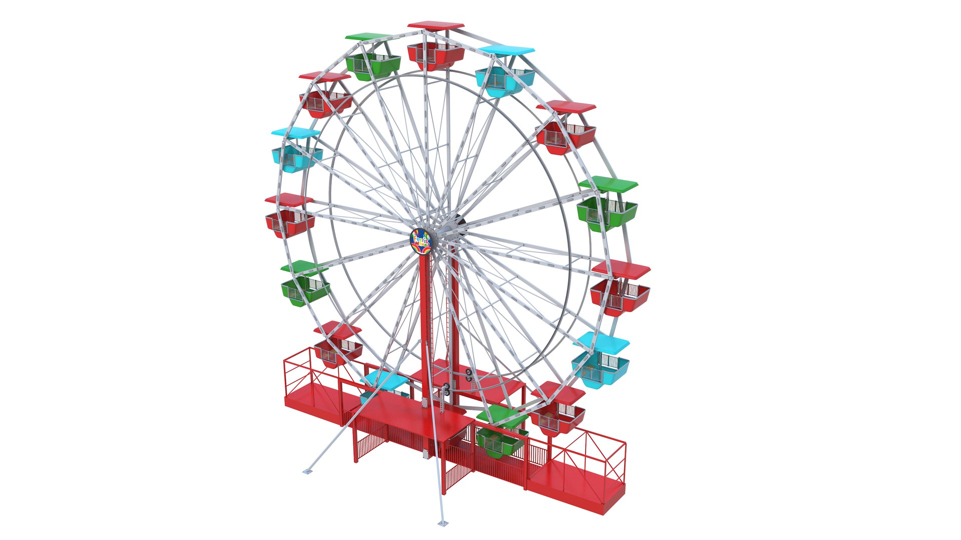 3D Ferris Wheel - Red Model - TurboSquid 1910639