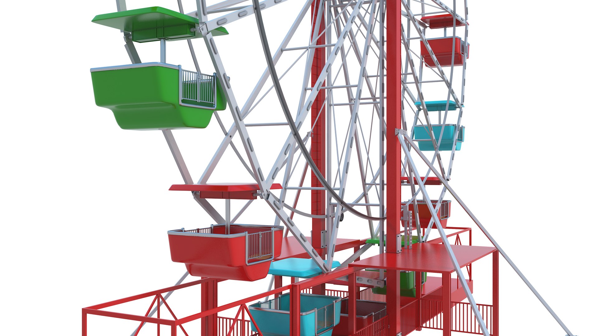 3D Ferris Wheel - Red Model - TurboSquid 1910639