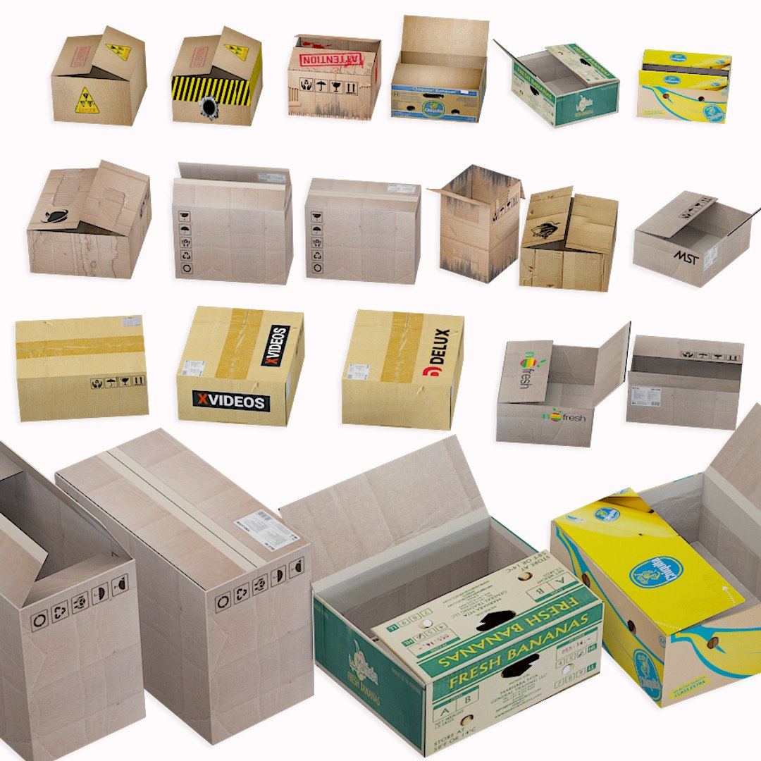 3D Cardboard Box Set 17 - TurboSquid 1513079