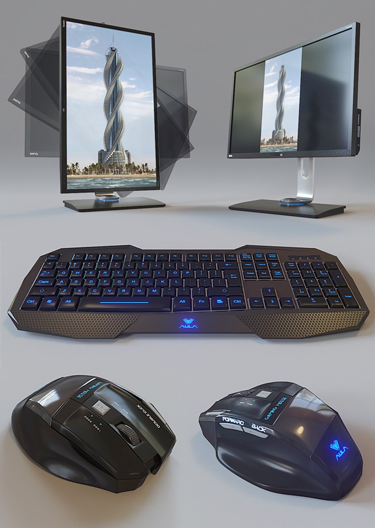 3D Computer Set Monitor - TurboSquid 1216219