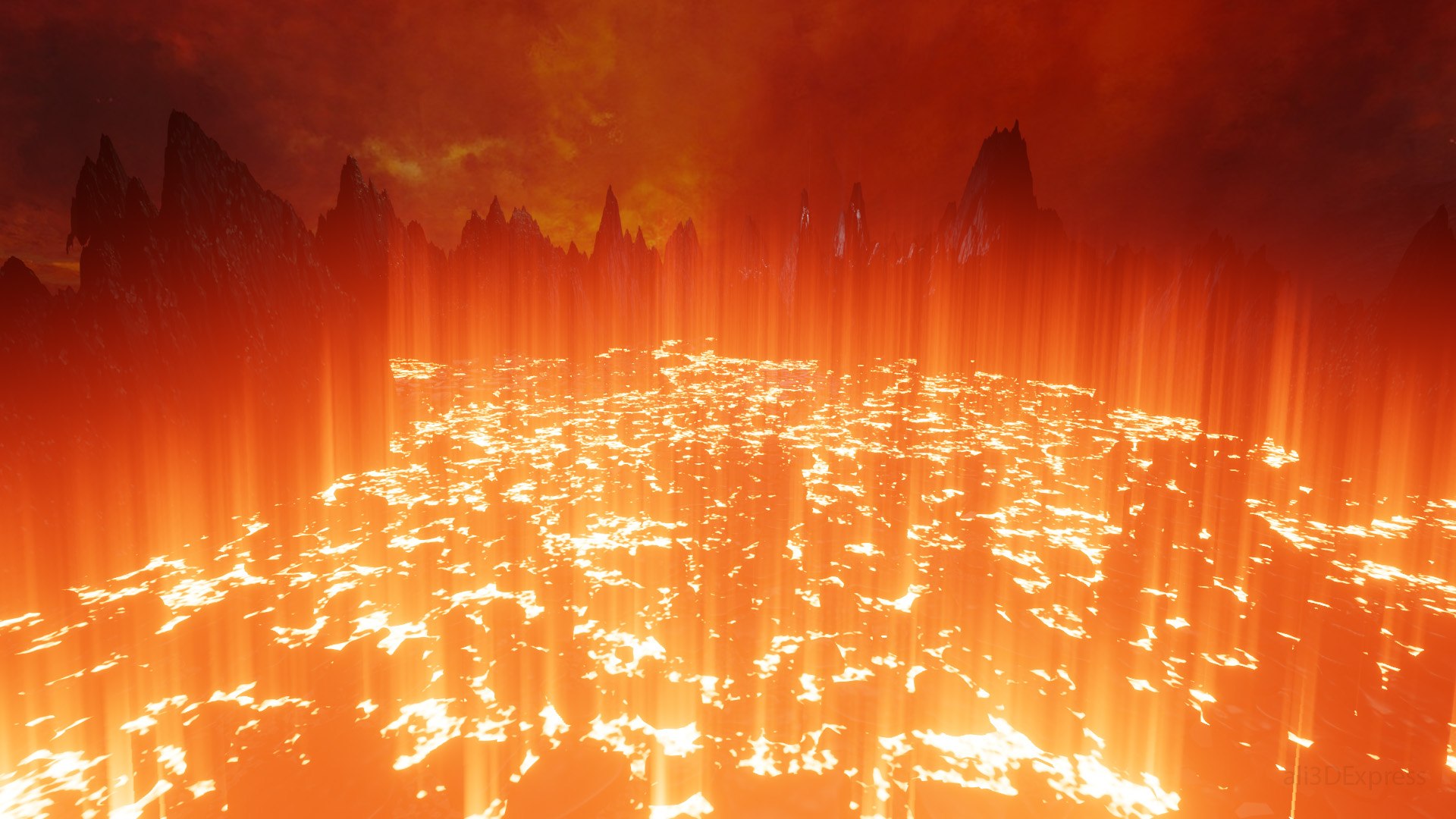 3D Large Scale Hell with flowing Lava - TurboSquid 2089258