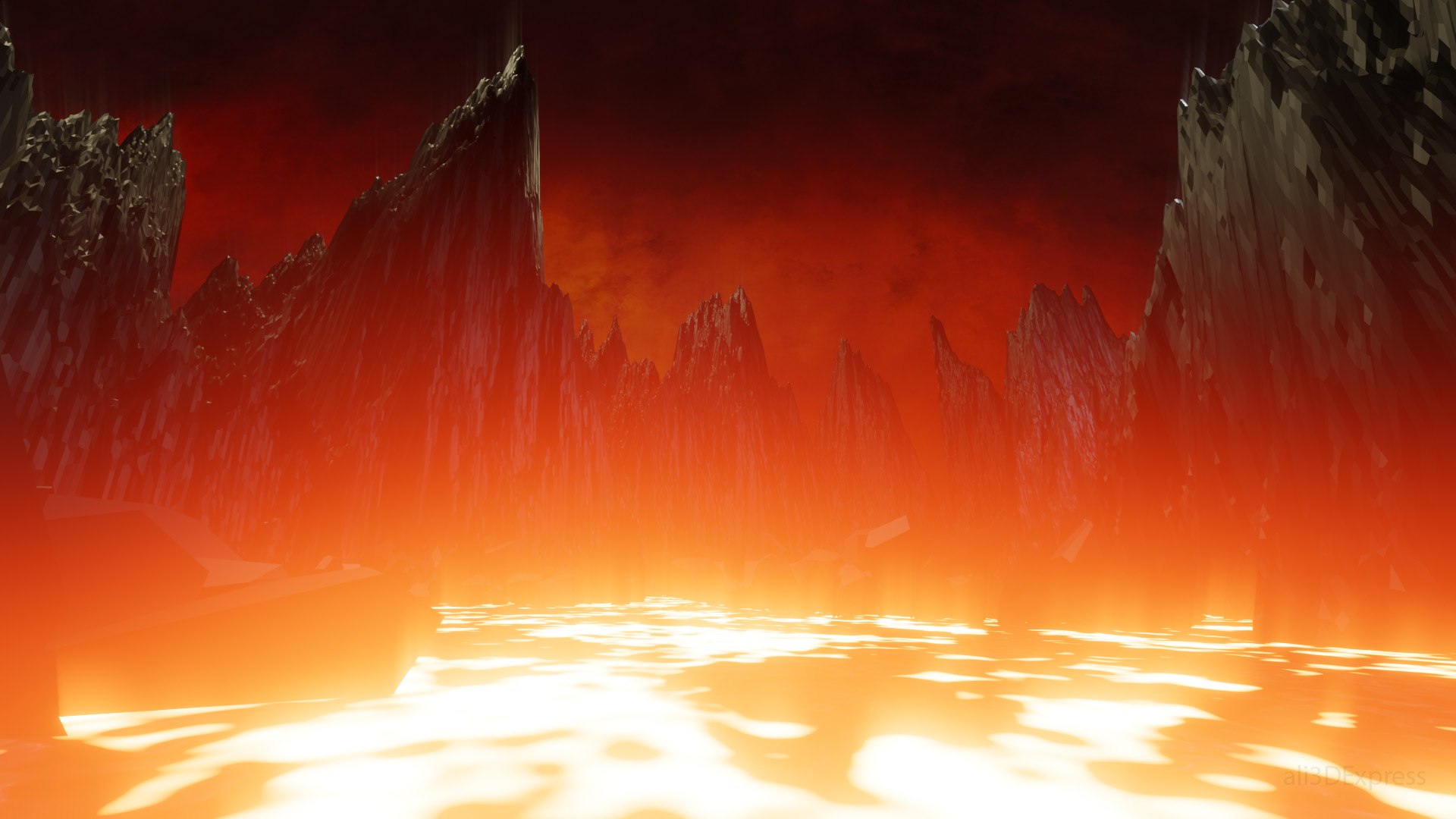 3D Large Scale Hell with flowing Lava - TurboSquid 2089258