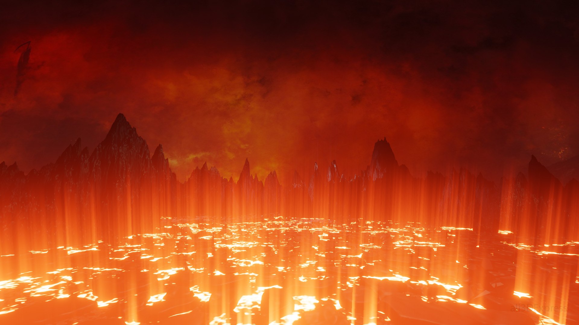 3D Large Scale Hell with flowing Lava - TurboSquid 2089258